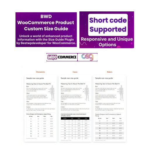 BWD Product Custom Size Guide For WooCommerce | Giga Themes Club